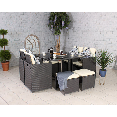Dale Leisure - Cannes Grey Rattan 10 Seater Cube Set with 6 Chairs and ...